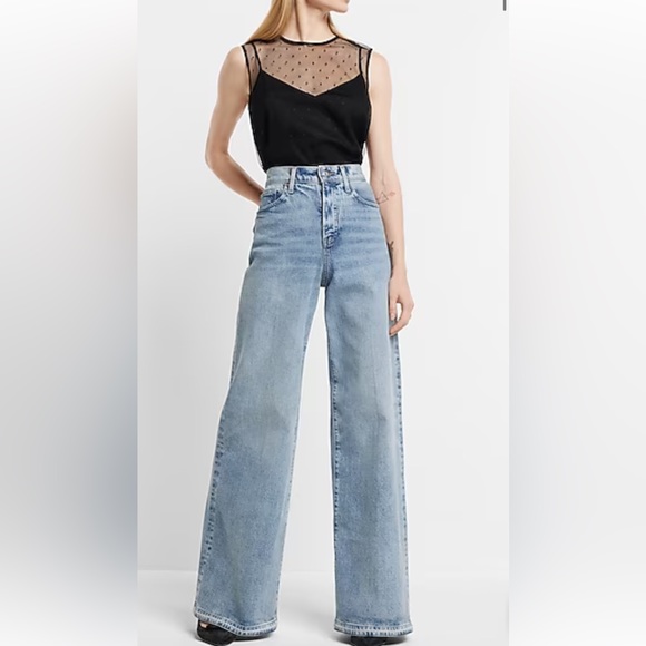 Express | Jeans | Express Relaxed Wide Leg Super High Rise Denim 4r ...